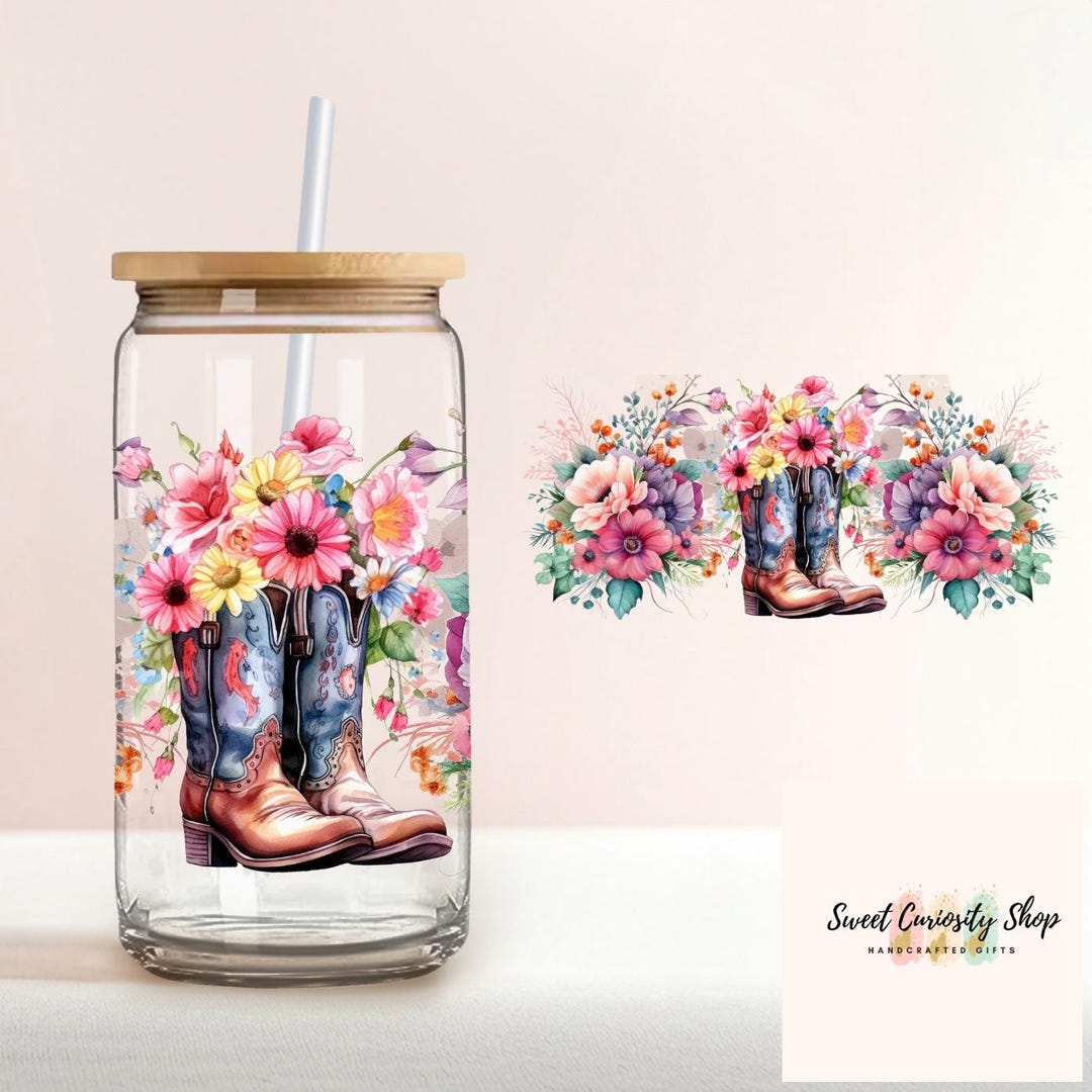 Western Floral Boots UV Cup Wrap - Etsy