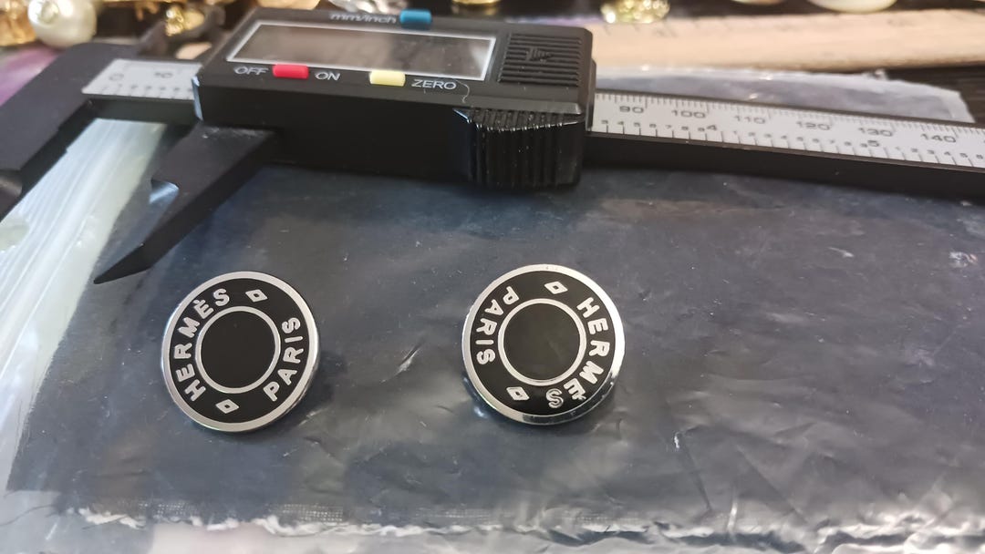 Vintage Hermès Button Black/ Silver Tone Metal 20 Mm Made in France - Etsy