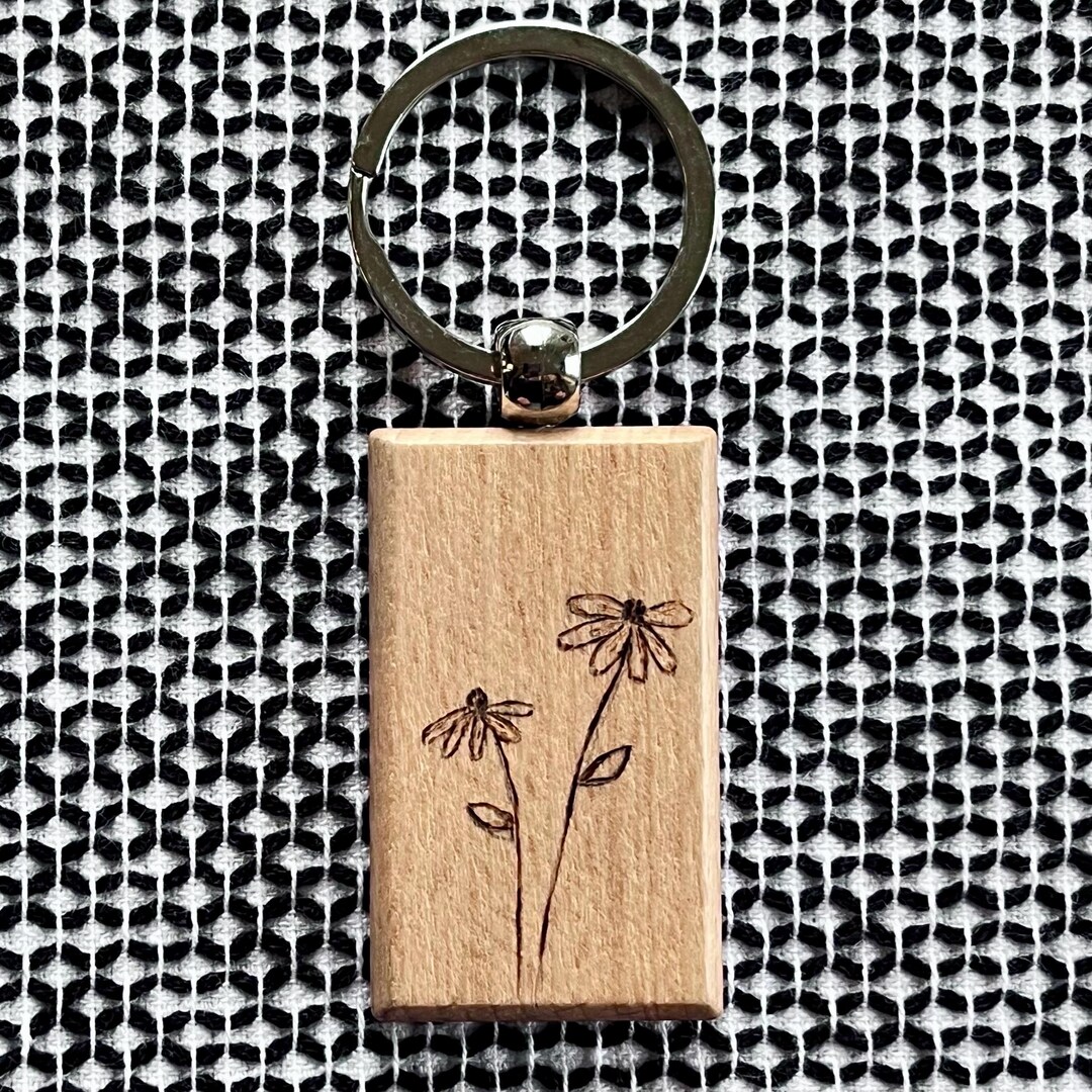 Keychain, Flowers, Pyrography, Wood Burnt - Etsy
