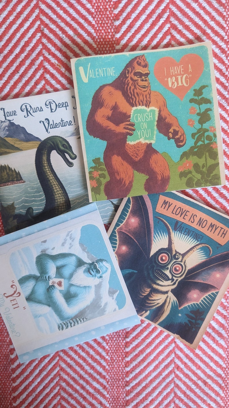 Print at Home Vintage Inspired Cryptid Valentine's - Etsy