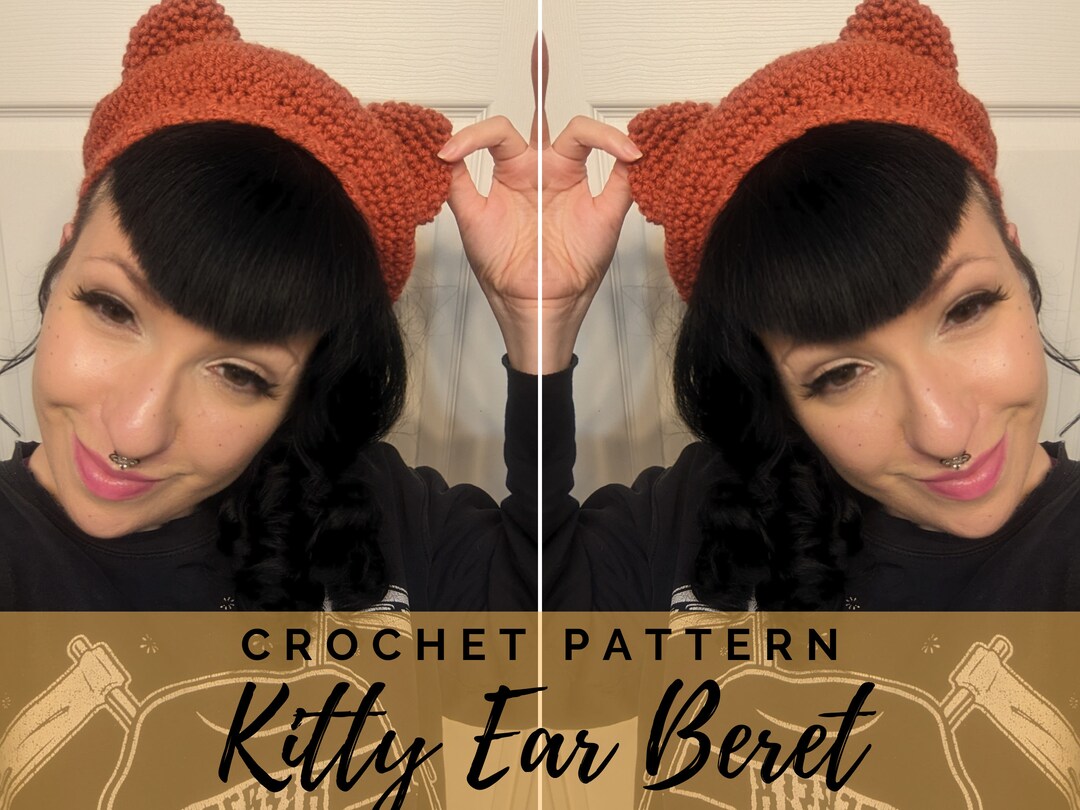 Cat Ear Beret Hat Crochet Pattern PDF - Kitty Cat Cosplay Hat - Kawaii ...