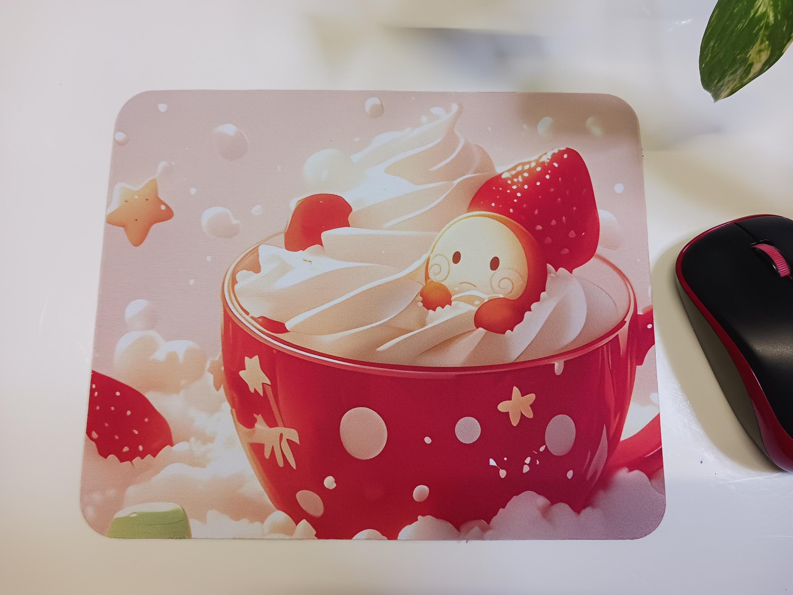 Strawberry Cream Mouse Pad, Character Mouse Pad, Dessert-themed Mouse ...