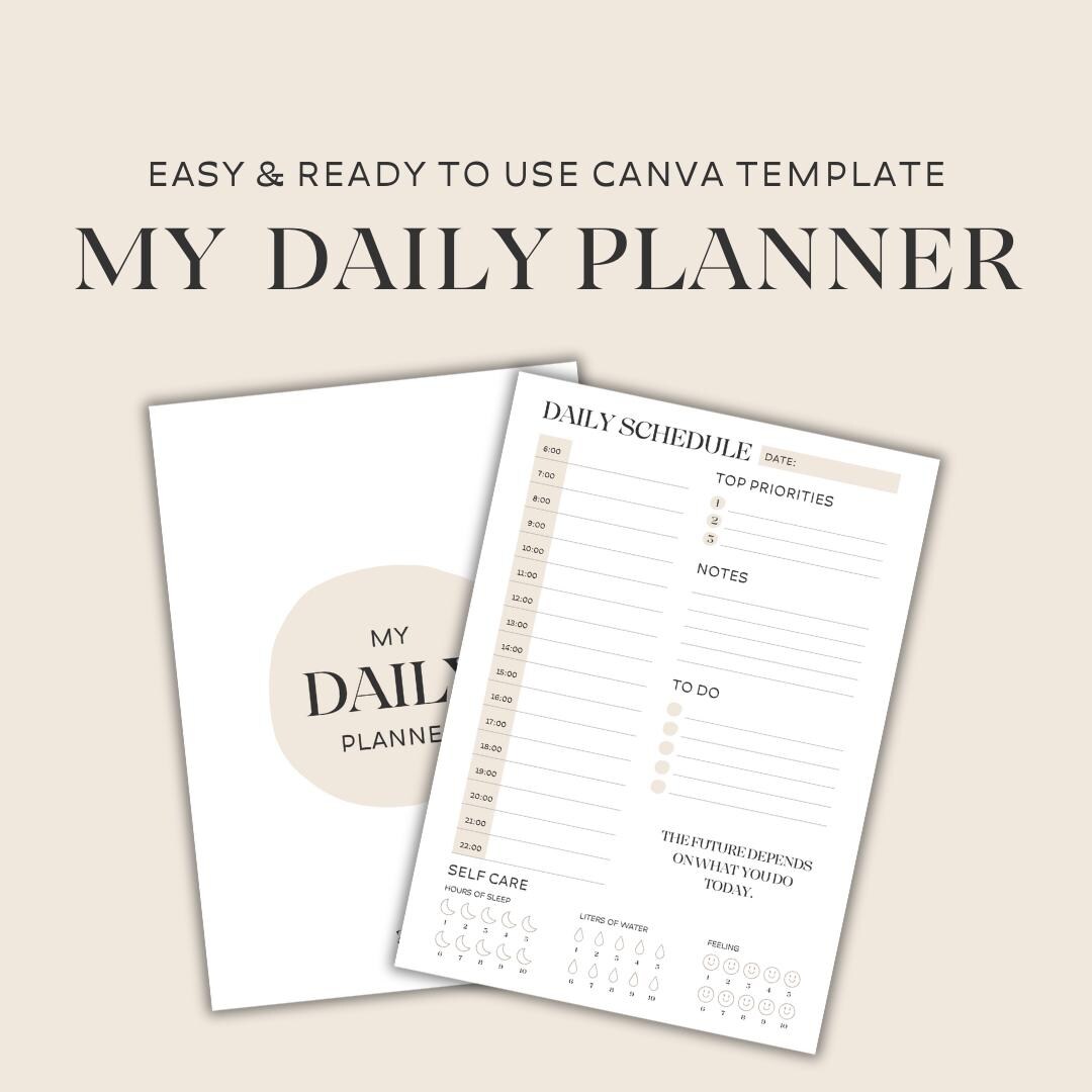 Canva Template for Daily Planner Including to Do, Priorities, Schedule ...
