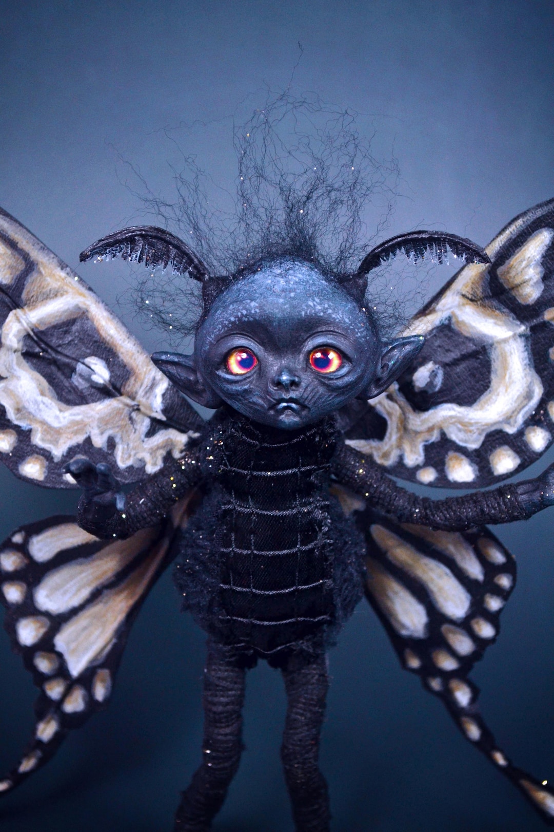 OOAK Moth Fairy Art Doll – Dark Whimsigoth Mothman, Articulated Cryptid ...