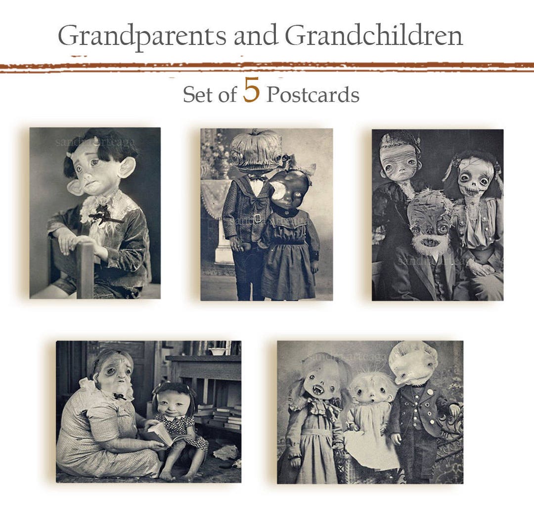 Grandparents and Grandchildren set of 5 Halloween Postcards - Etsy