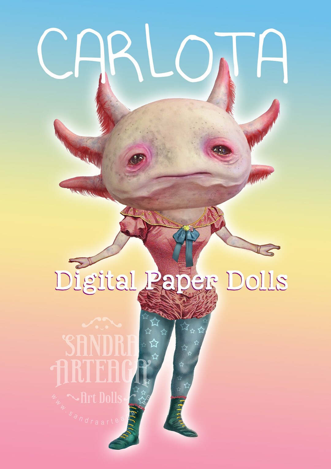 Axolotl Paper Doll: Carlota Articulated Printable (digital Download) - Etsy