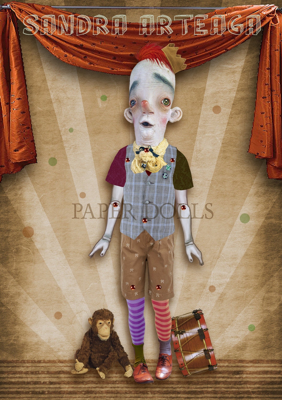 Victorian Clown Paper Doll: Printable Articulated Circus Toy (digital ...
