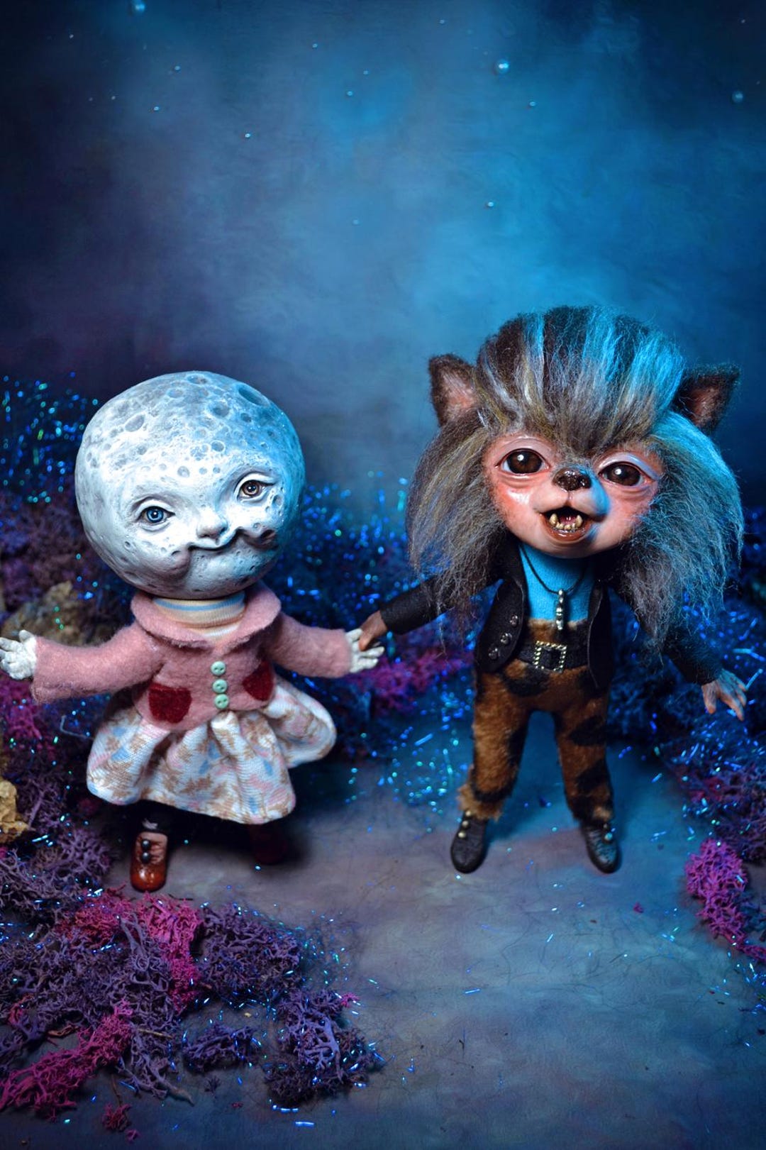 One of a Kind Werewolf & Moon Art Dolls Articulated, Furry, Monster ...
