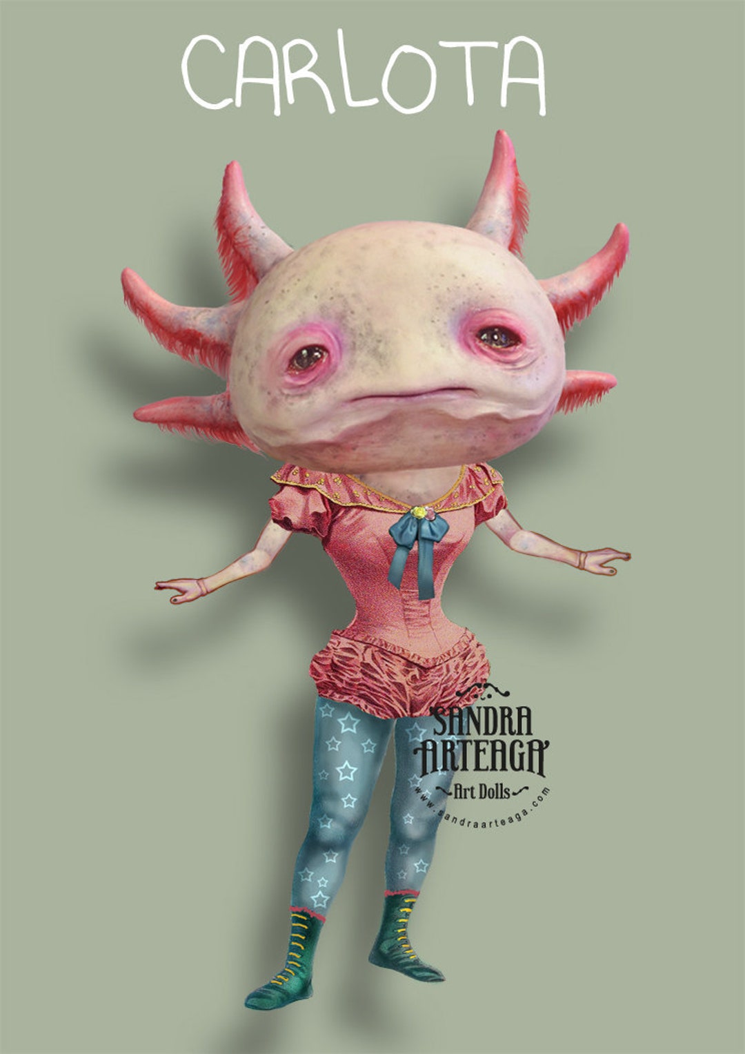 Cute Axolotl Digital Printable Paper Doll Instant Download Collage ...