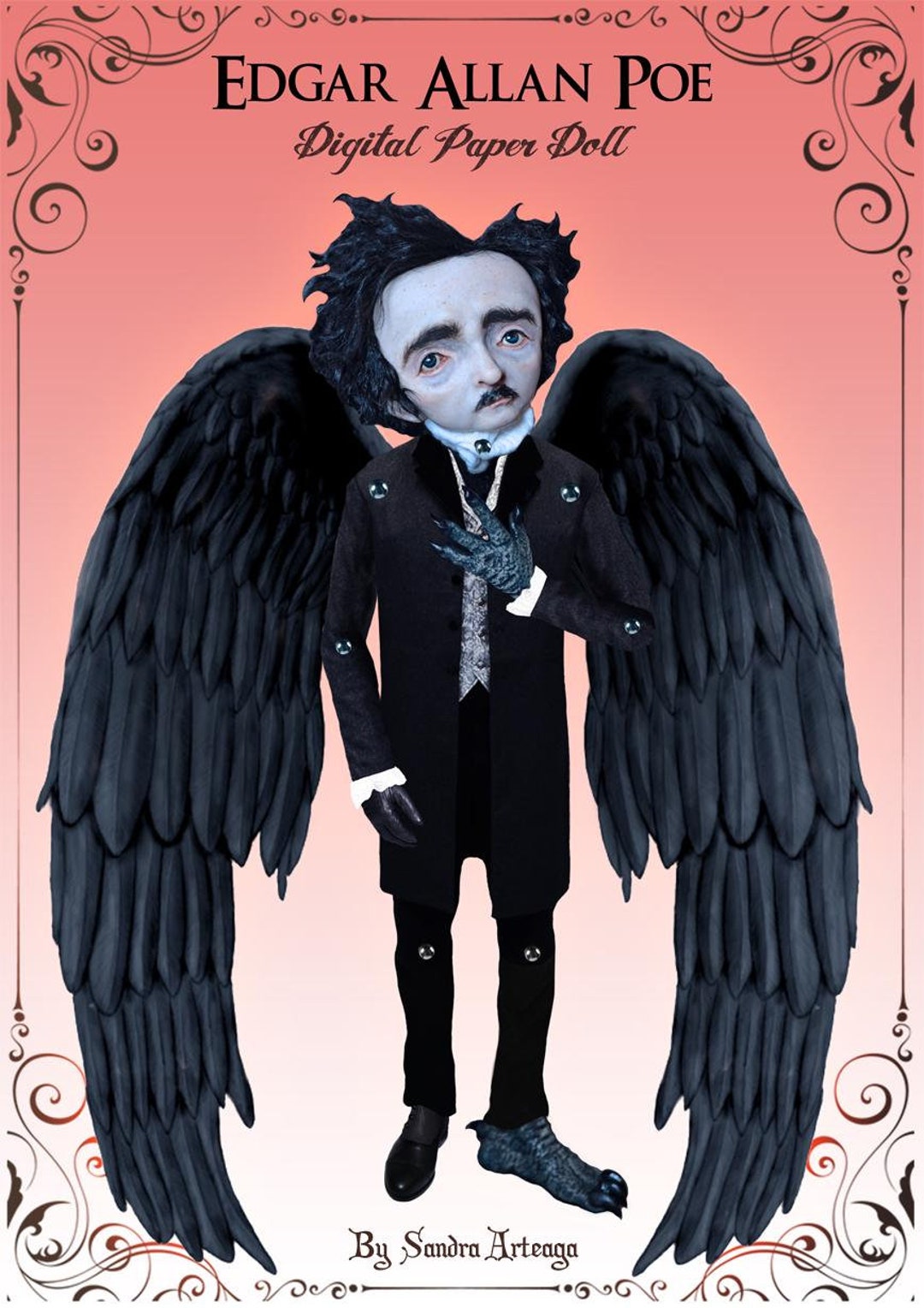 Edgar Allan Poe Paper Doll: Articulated Gothic Puppet the Raven ...