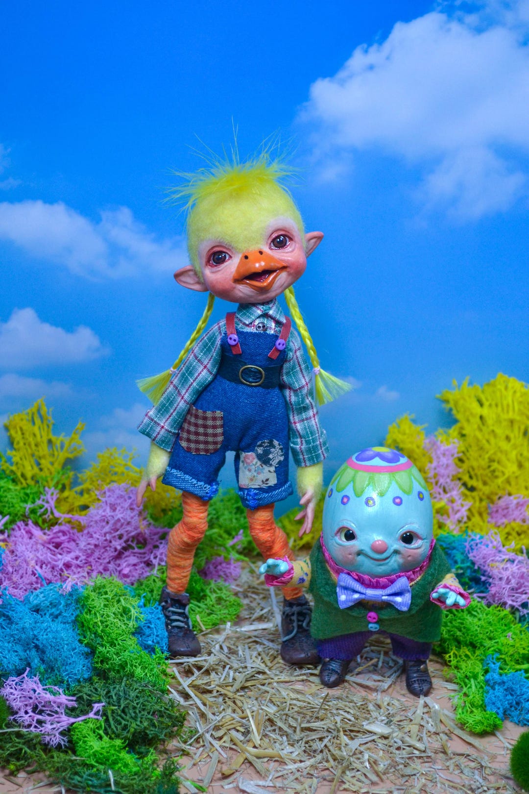 OOAK Art Doll Set – Anthropomorphic Chick & Easter Egg Sculpture ...