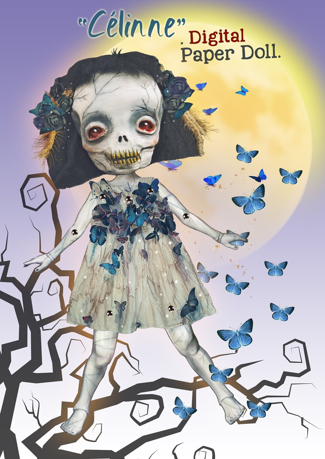 Instant Download Creepy Cute Skeleton Paper Doll - Printable ...