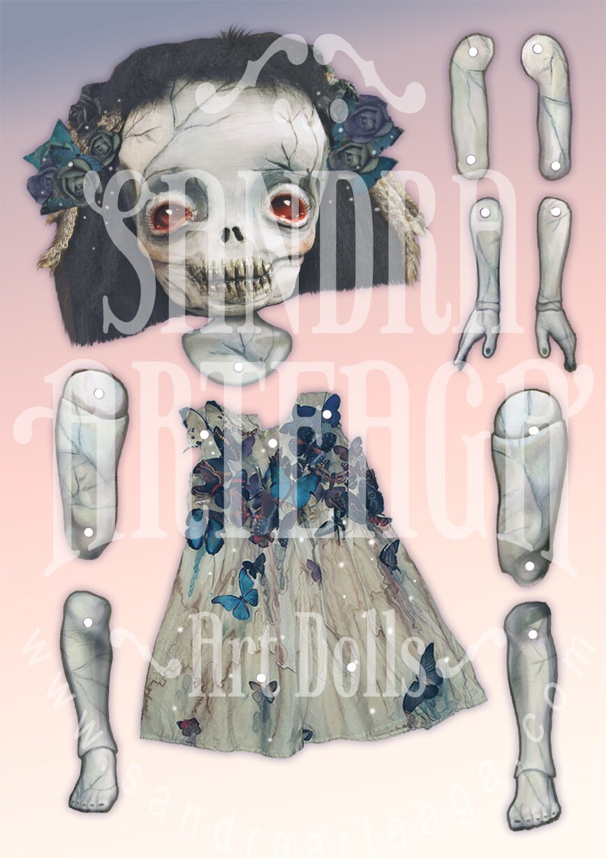 Instant Download Creepy Cute Skeleton Paper Doll - Printable ...