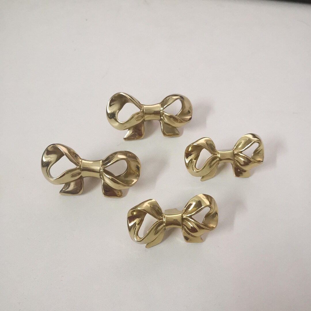 Brass Bow Cabinet Knobs, Bow Drawer Knobs, Reptile Brass Knobs ...