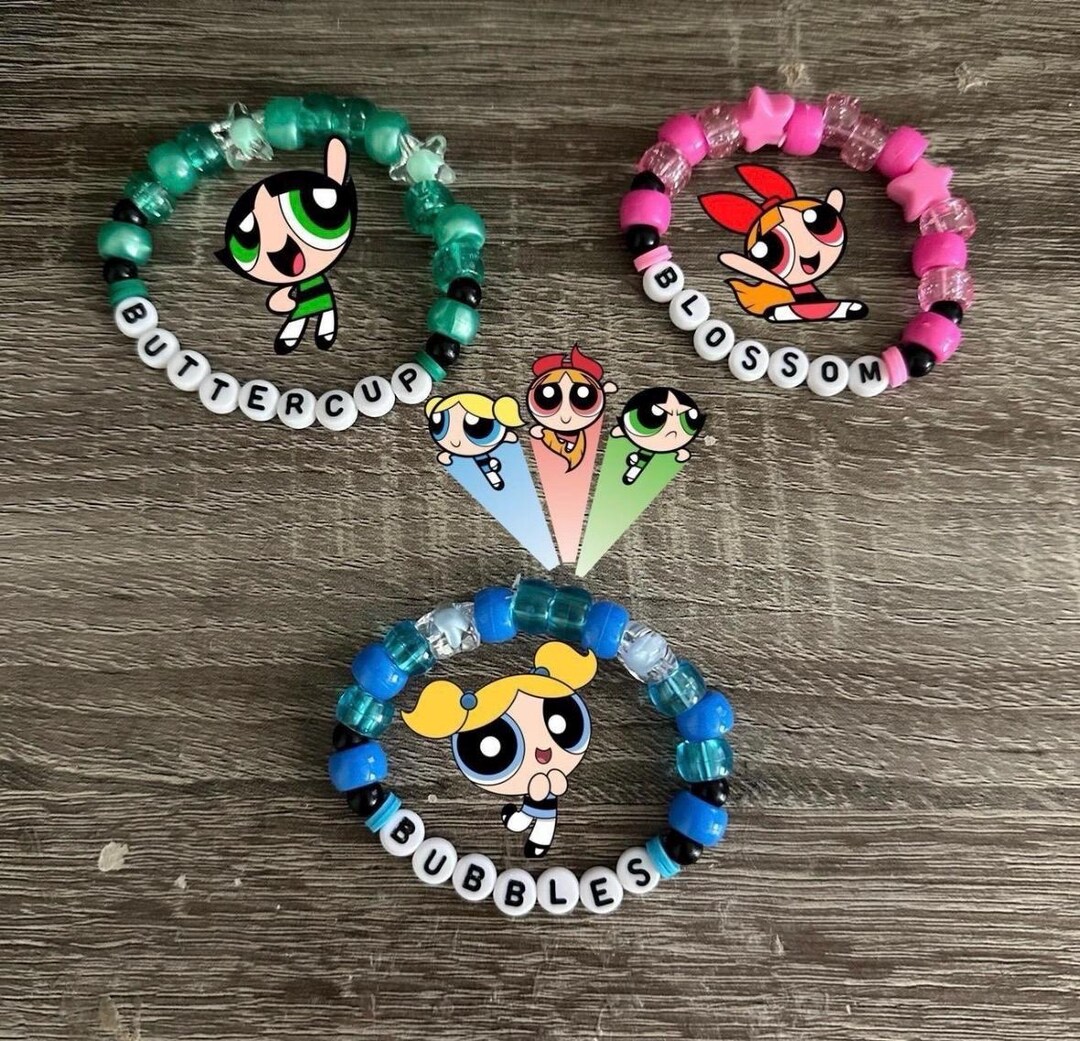 Powerpuff Girls Beaded Kandi Bracelets, Bubbles, Blossom, Buttercup - Etsy
