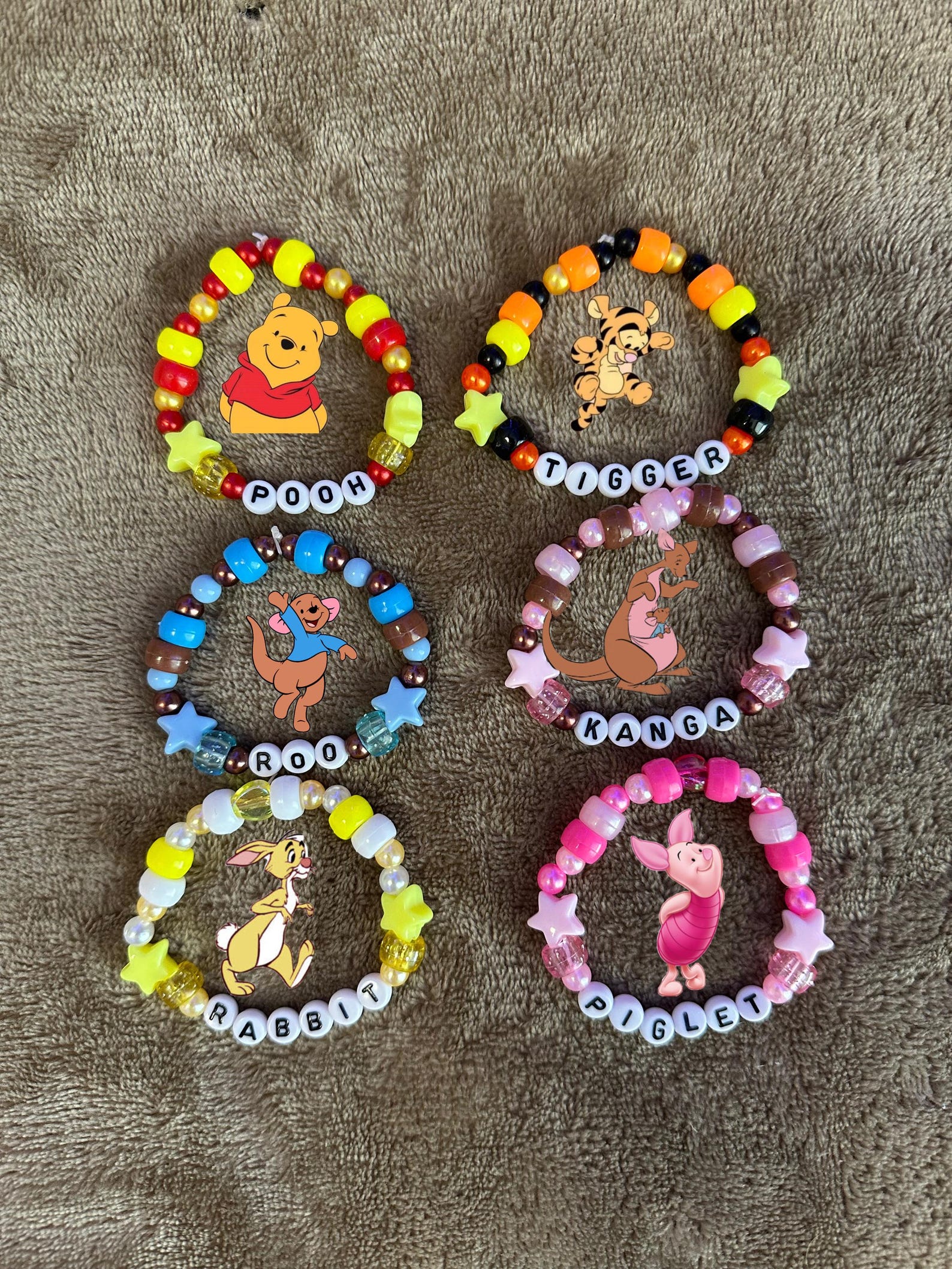 Winnie the Pooh Kandi Beaded Bracelets, Pooh, Tigger, Roo, Kanga, Rabbit, Piglet - Etsy