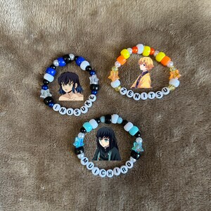 Demon Slayer Kandi Beaded Bracelets Tanjiro Nezuko Zenitso Muichiro ...