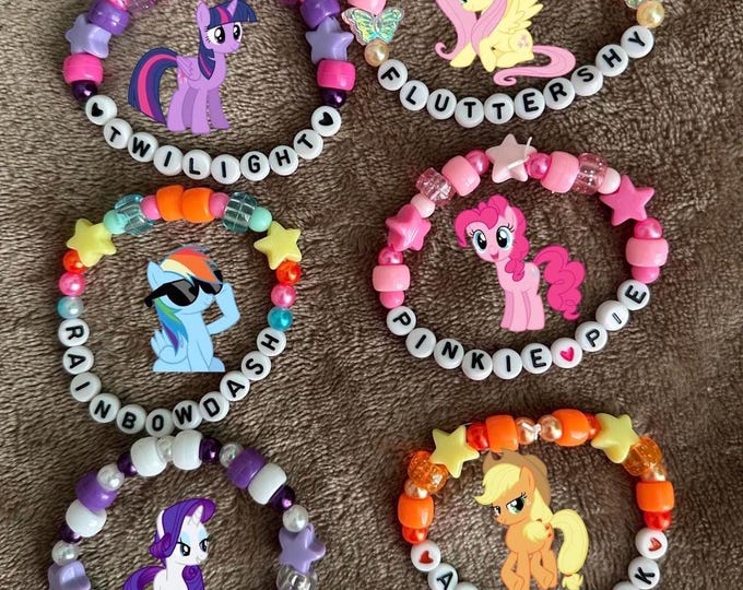 My Little Pony Kandi Bracelets Twilight Sparkle Rainbow Dash Pinkie Pie ...