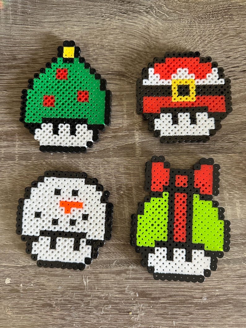 Perler Beads Nintendo Mushroom Christmas Magents Kandi - Etsy