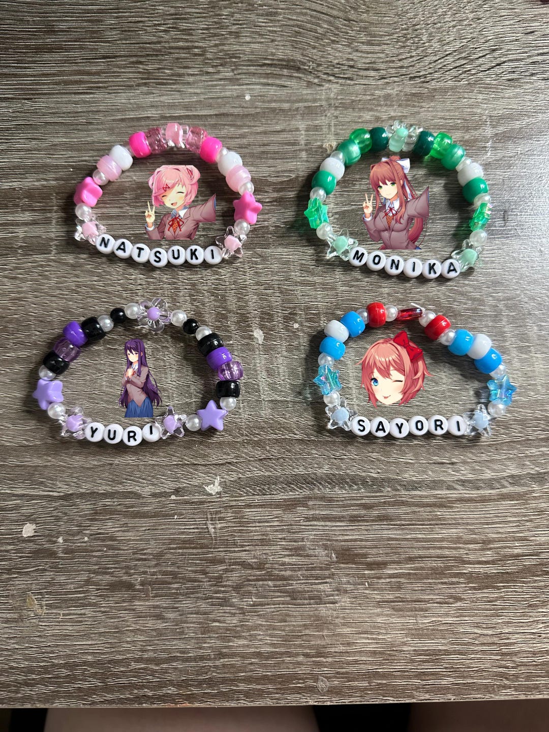 Doki Doki Literature Club Kandi Beaded Bracelets Monika Yuri Sayori ...