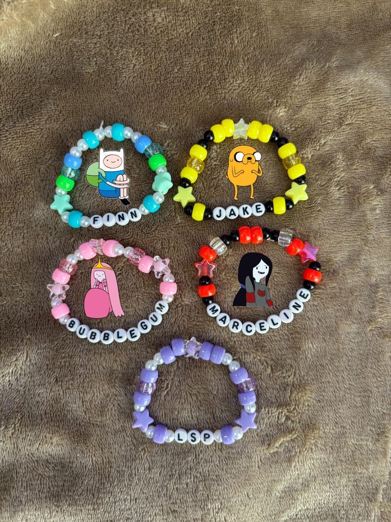 Adventure Time Kandi Beaded Bracelets Finn the Human Jake the Dog ...