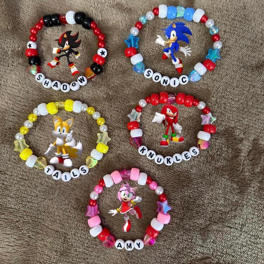 Sonic the Hedgehog Beaded Kandi Bracelets Knuckles Shadow Tails Amy ...