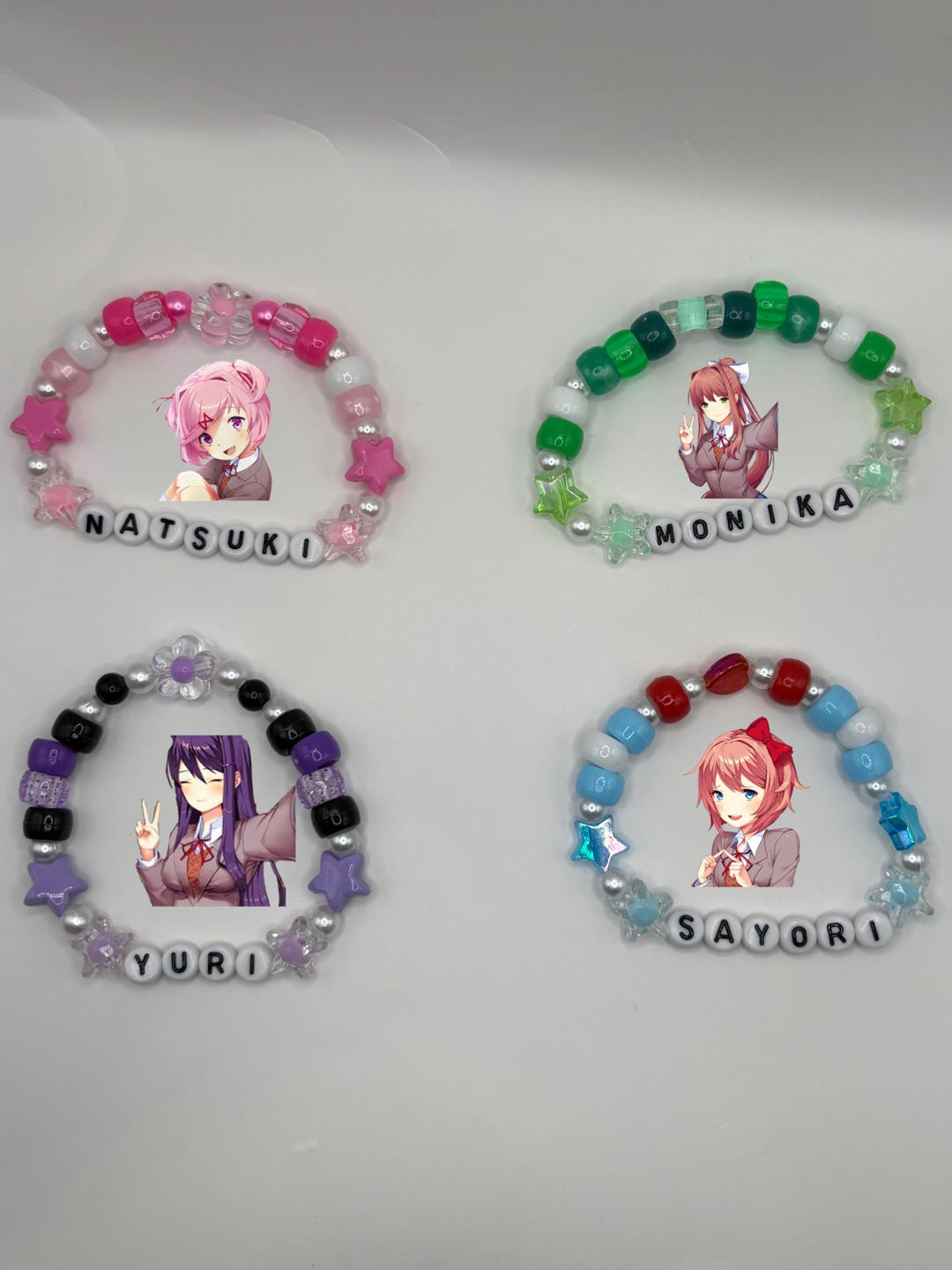Doki Doki Literature Club Kandi Beaded Bracelets Monika Yuri Sayori ...