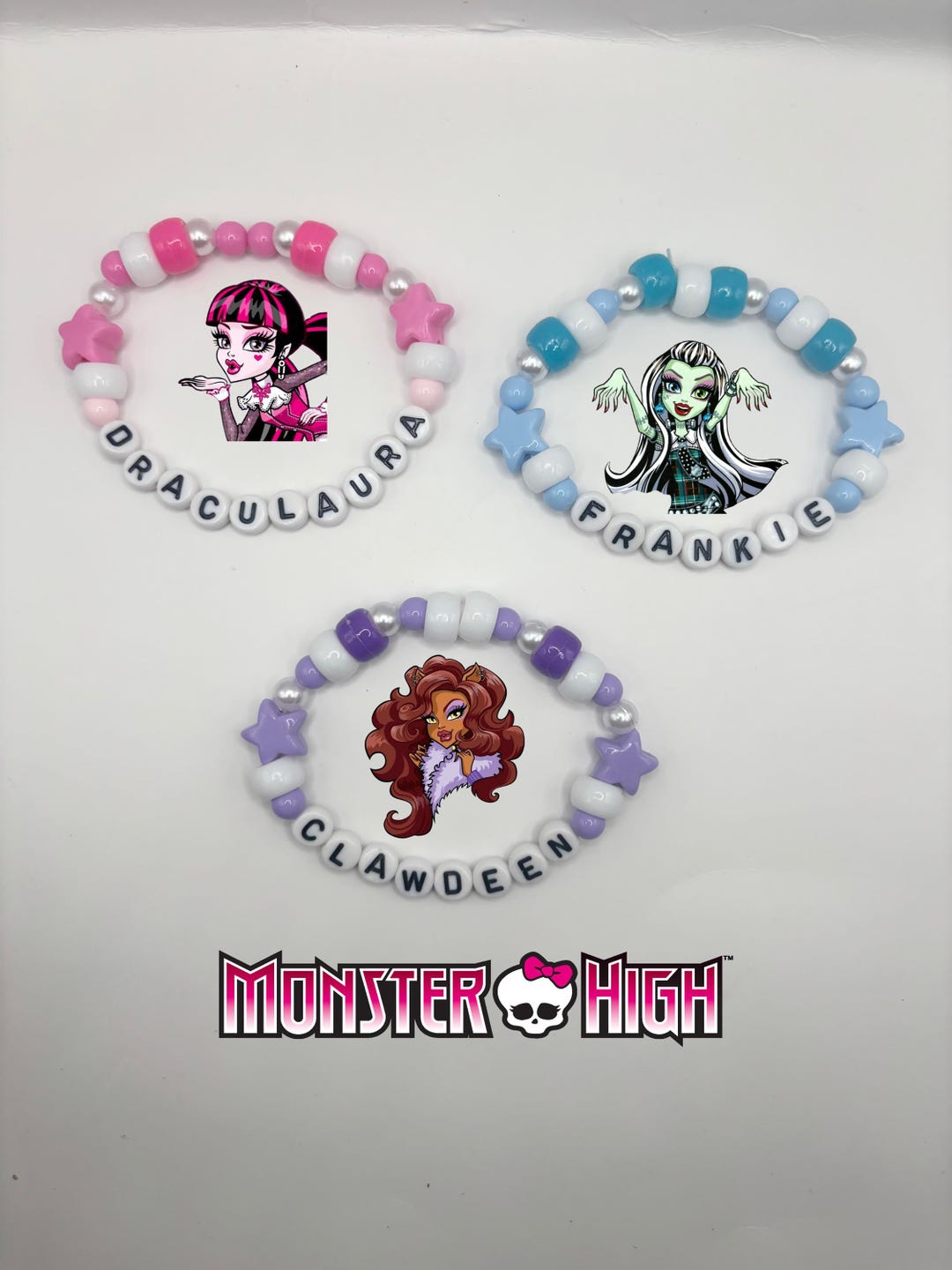 Monster High Beaded Kandi Bracelets Beads Dracloura Frankie Clawdeen ...