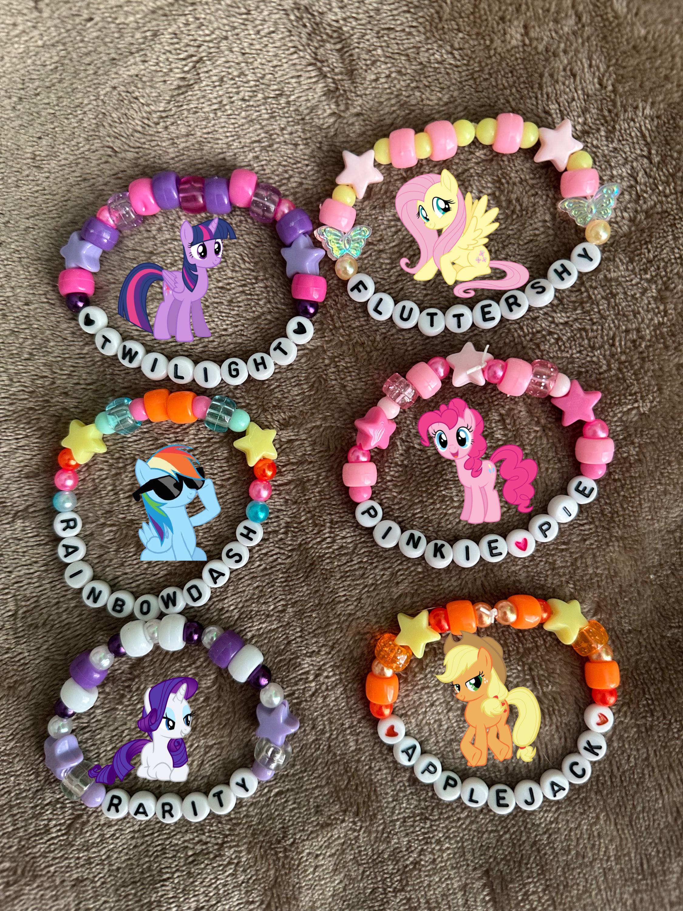 Mlp My Little Pony Beaded Bracelets Rainbow Dash Fluttershy Apple Jack ...