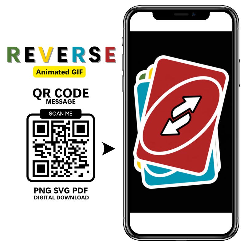 Reverse Sign | QR Code | QR Code Message GIF | Digital Download ...