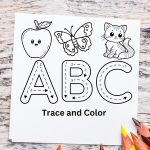 26 Alphabet Digital Tracing and Coloring Pages - Etsy