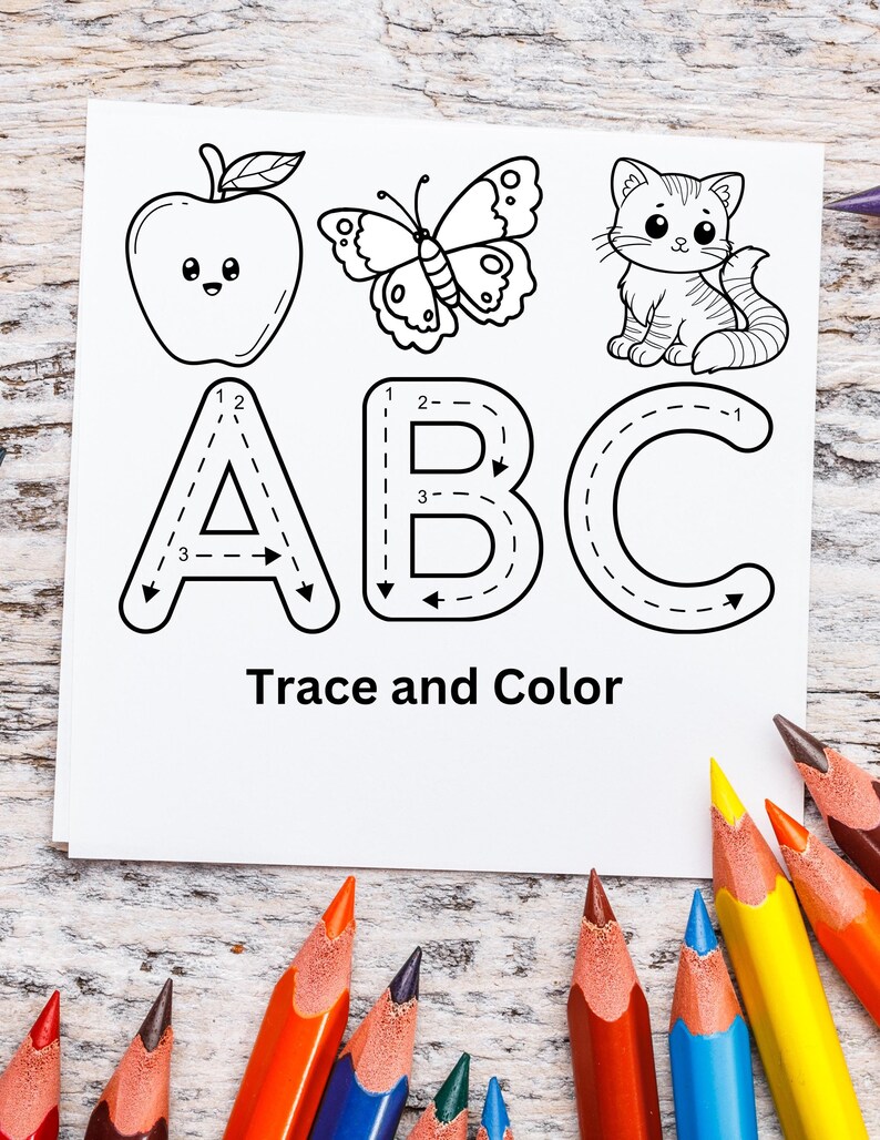 26 Alphabet Digital Tracing and Coloring Pages - Etsy