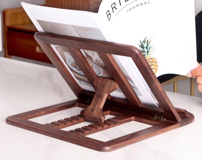 Wood Laptop Stand in Walnut & Natural Bamboo Finish, 11-inch Wide ...