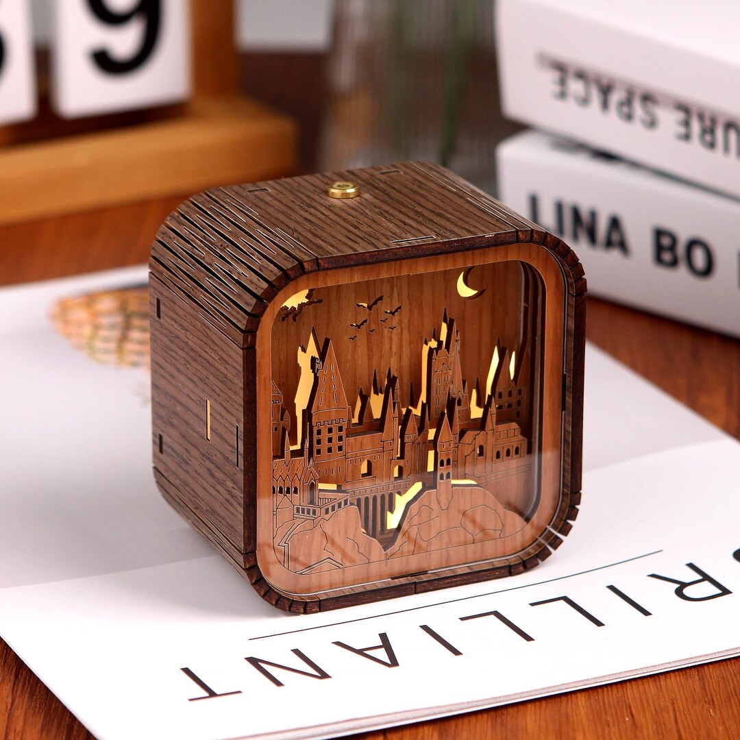 Birthday Personalized Magic School Wooden Engraved 3D Night Light Music ...