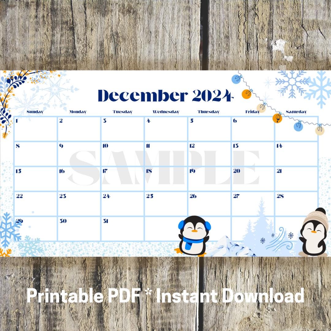 2024 Calendar: Printable December Monthly Planner, Aesthetic Winter ...