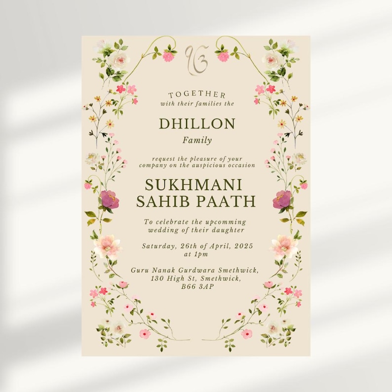 Sukhmani Sahib Paath Digital Invitation Card, Personalised Sikh Digital ...