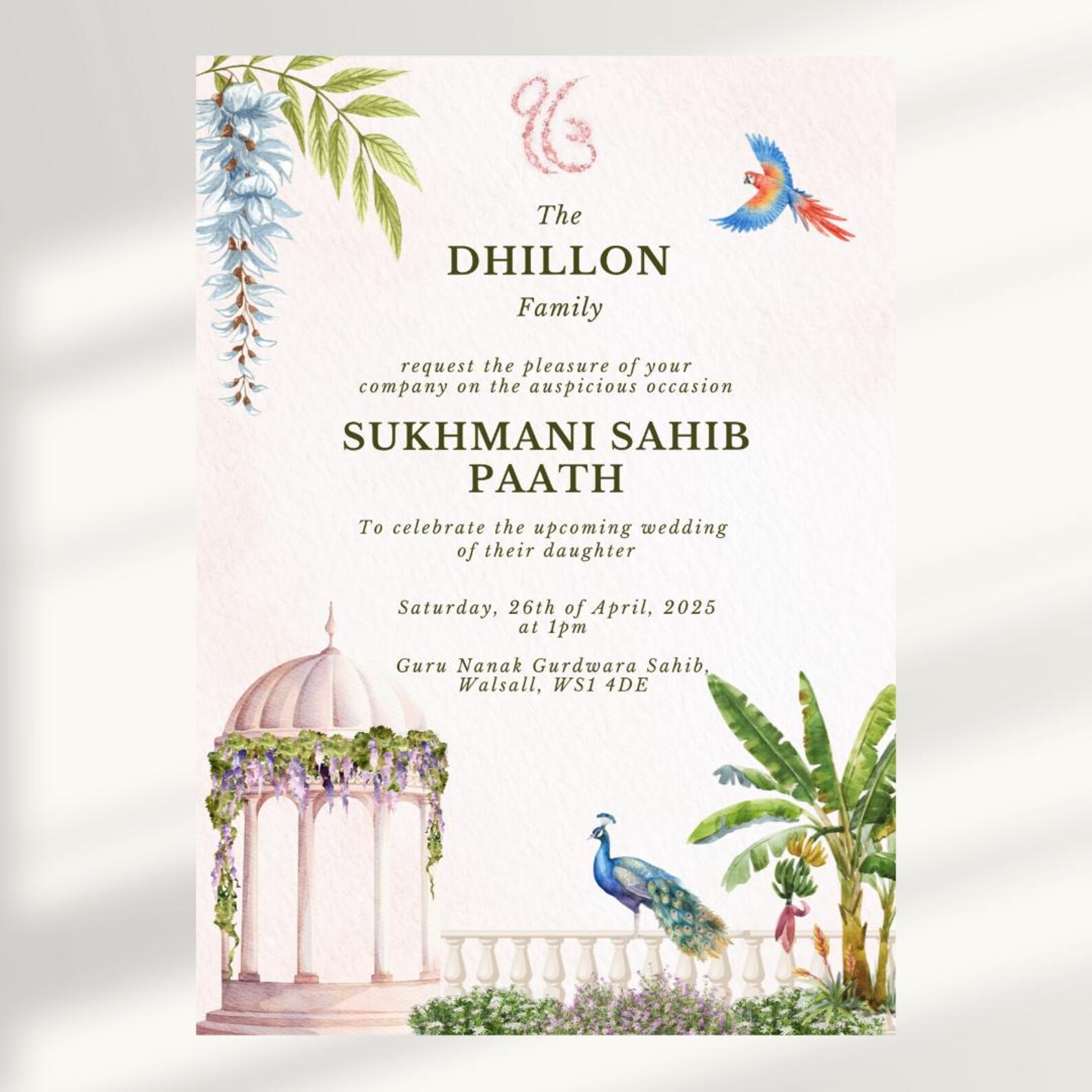 Sukhmani Sahib Paath Digital Invitation Card, Personalised Sikh Digital ...