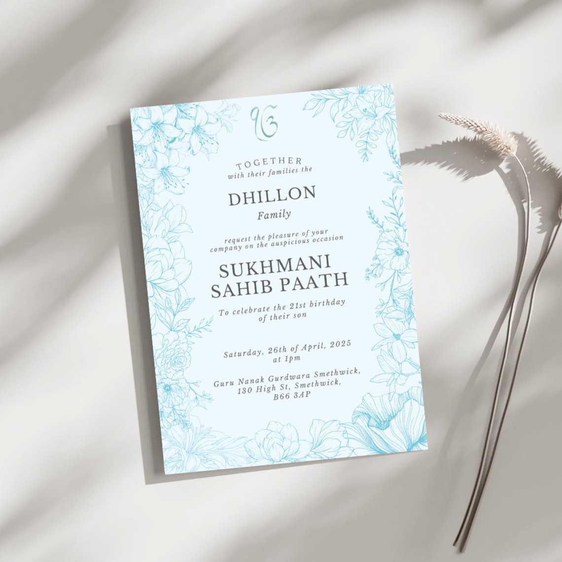 Sukhmani Sahib Paath Digital Invitation Card, Personalised Sikh Digital ...