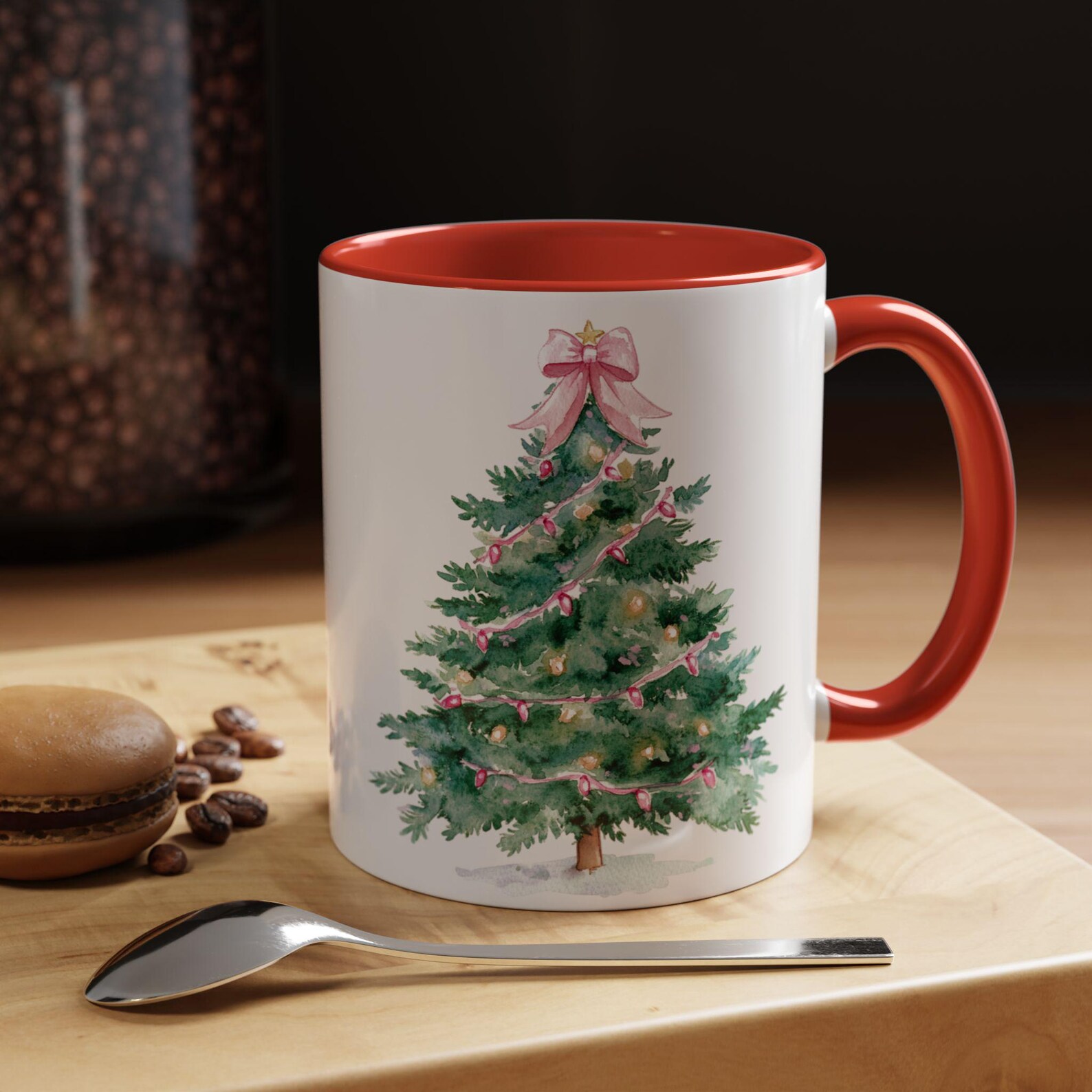 Pink Christmas Mug, Christmas Tree Mug, Cozy Christmas, Cute Tree Cup ...