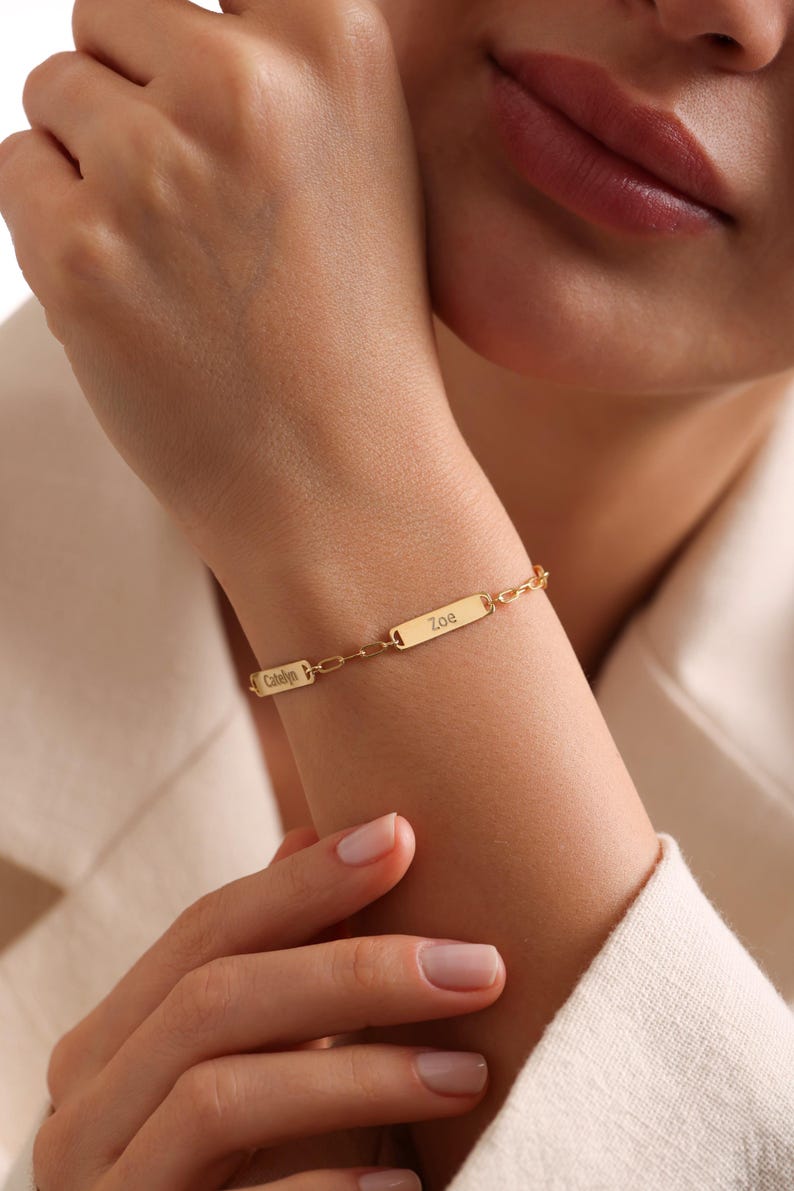 Personalized Name Bracelet Custom Family Name Bracelet in Sterling ...