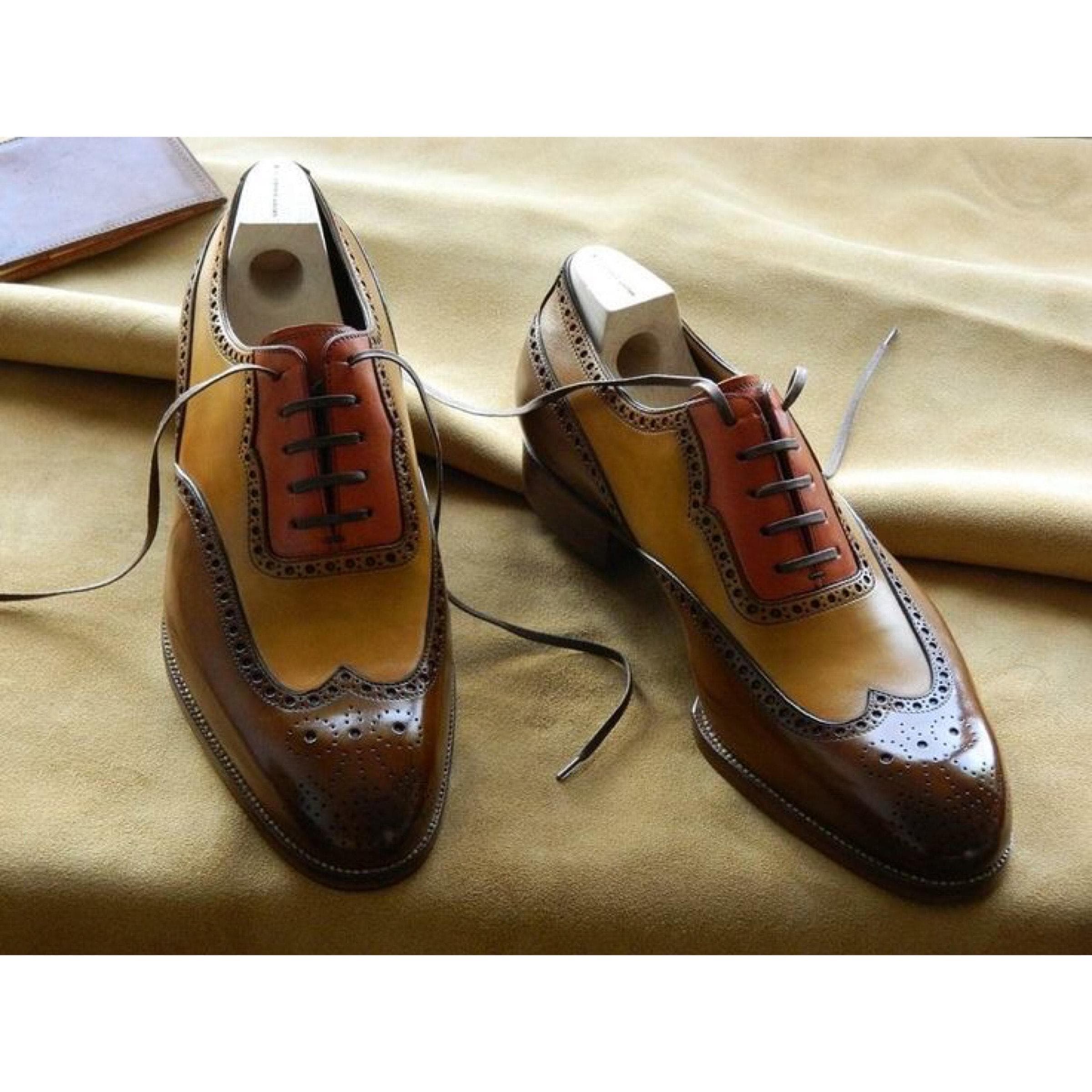 Handmade Leather Wingtip Oxford Shoes - Multi Color Bespoke Design - Etsy