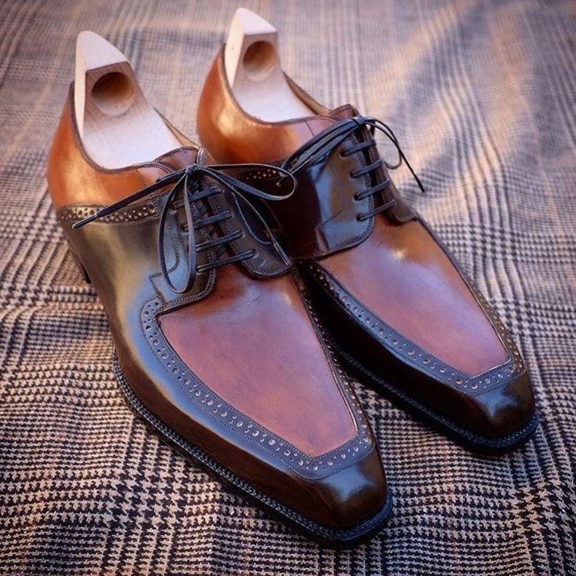 Men's Handmade Italian Leather Oxford Wingtip Shoes - Etsy