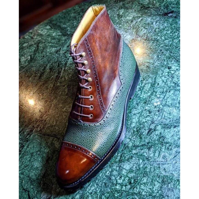 Handmade Italian Leather Wingtip Boots | Bespoke Oxford Style - Etsy