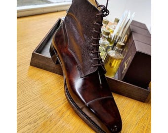 Buy New Men's Custom Made Italian Leather Wingtip Style Chelsea Boots ...
