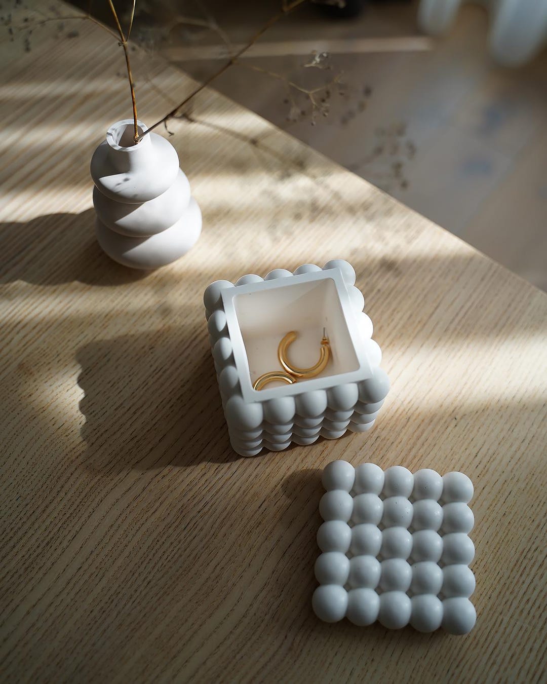 Modern Cube Storage Box, Terracotta Color Box, Handmade Jewelry Box ...