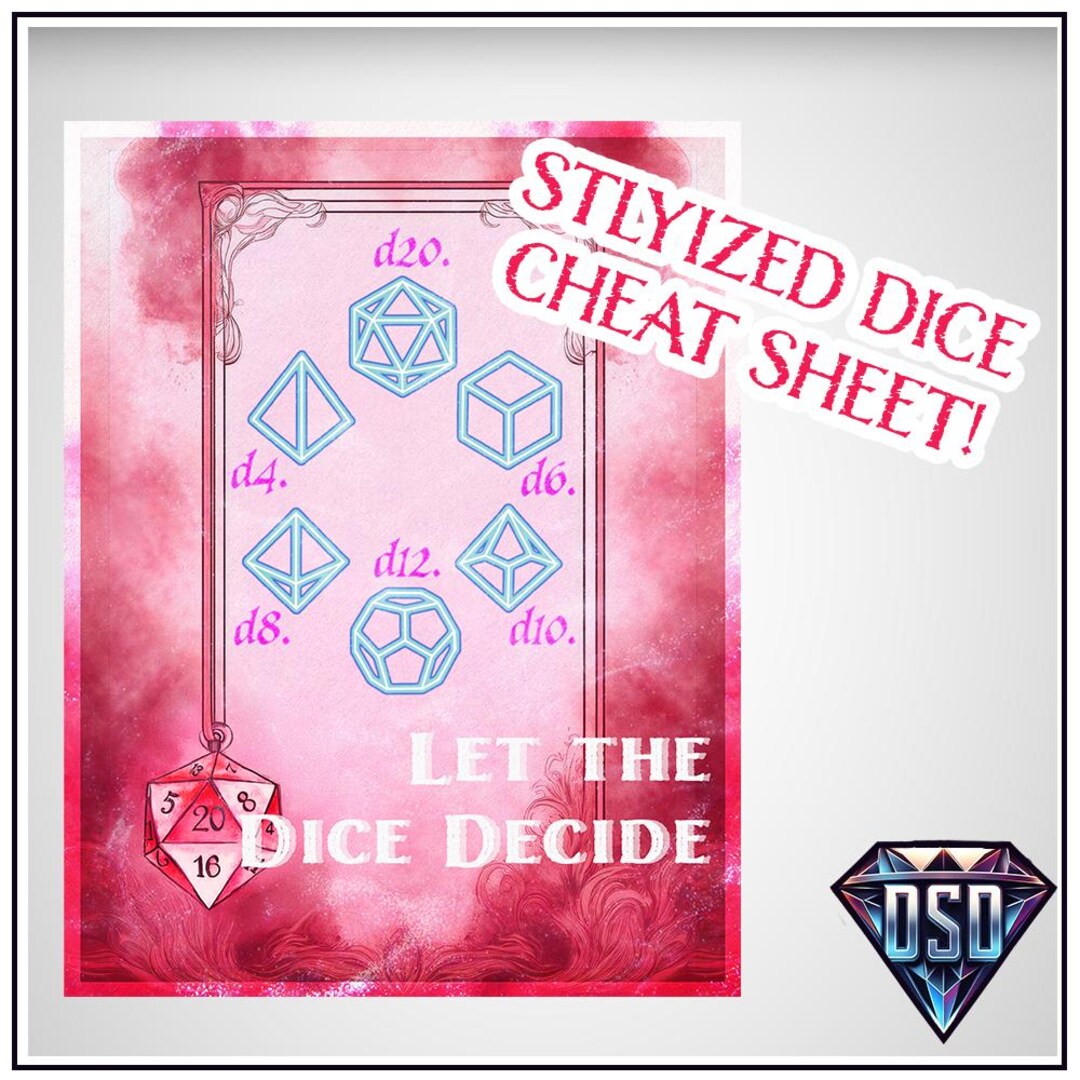 TTRPG Polyhedral Dice Cheat Sheet, Printable for New Dnd Players or RPG ...
