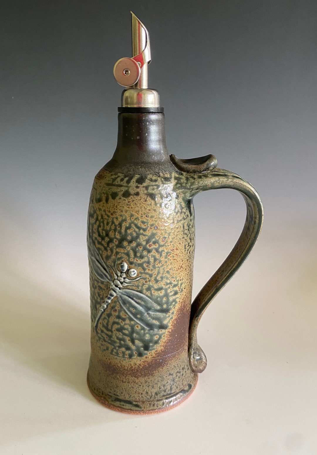 Olive Oil Cruet EVOO Cruet Pottery Oil Server - Etsy