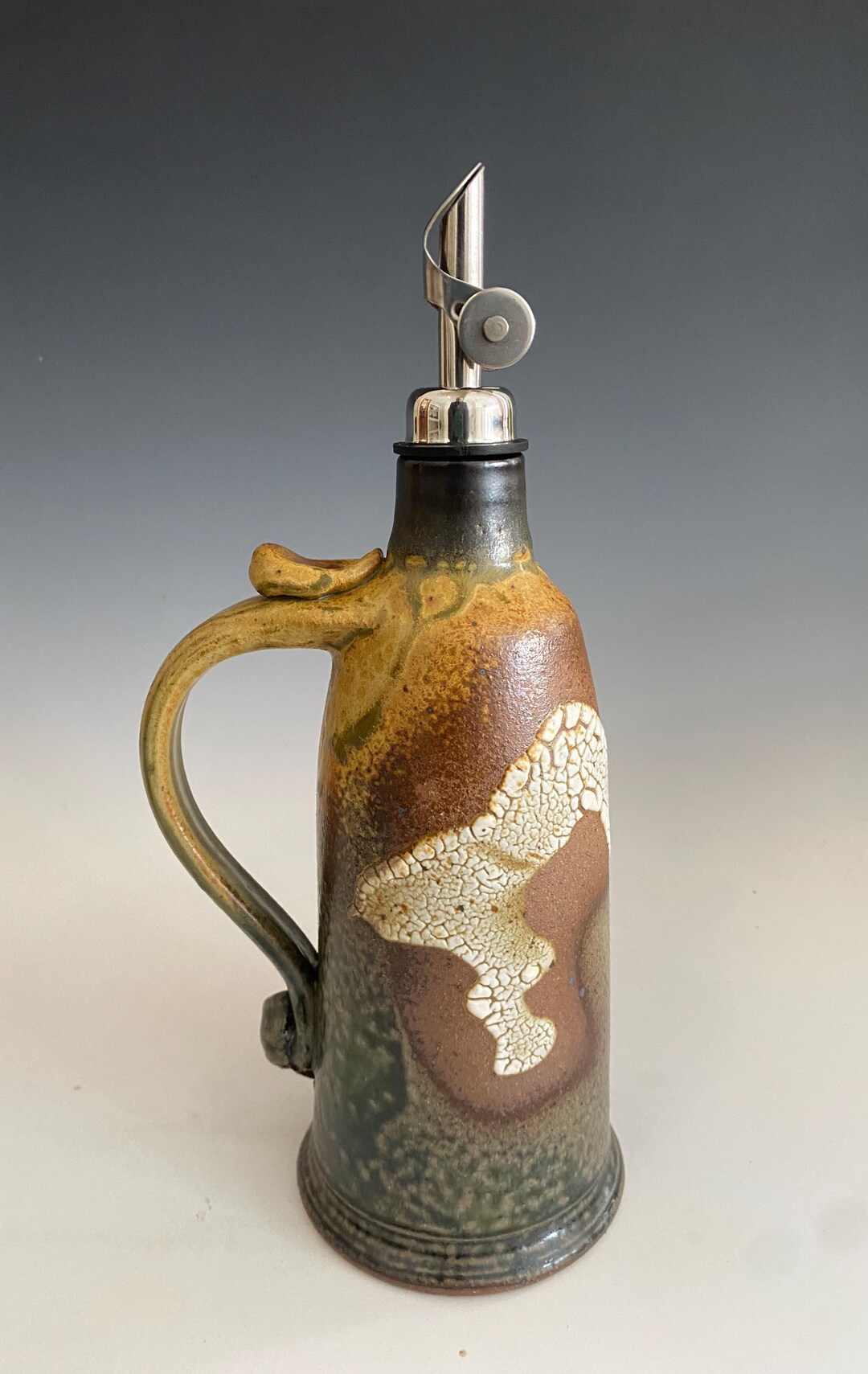 Pottery Olive Oil Cruet; Handmade Oil Cruet; EVOO Server - Etsy