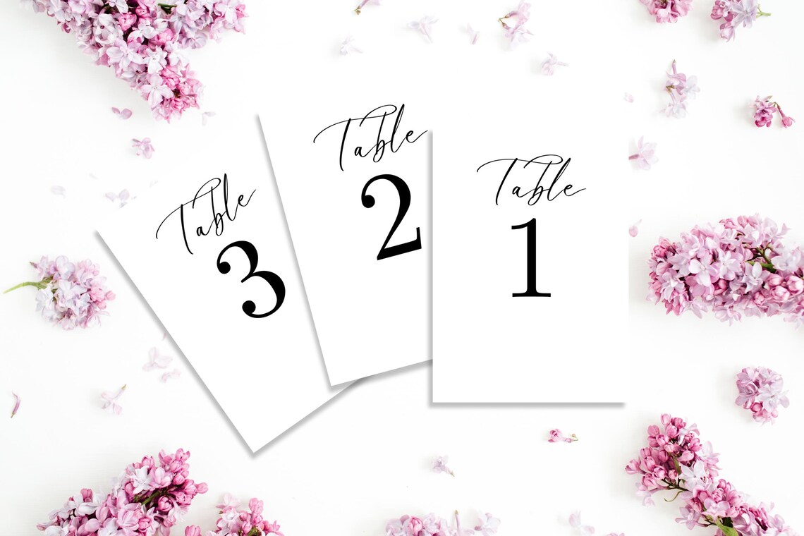 Elegant Black White Minimalist Wedding Table Numbers Printable Canva ...