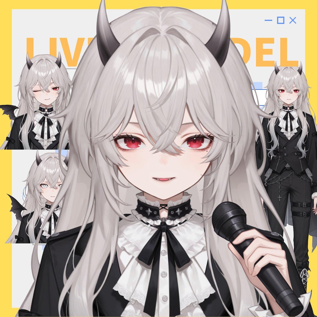 Live2d Model: Little Mousse Demon - White Hair Boy Vtuber FULLY RIGGED ...